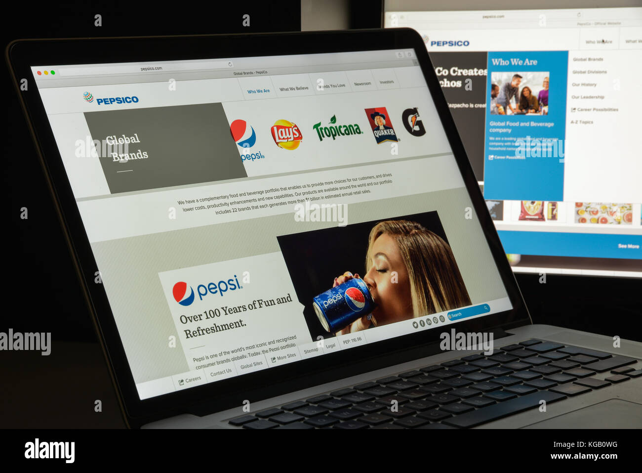 Milan, Italy - August 10, 2017: Pepsi co website homepage. It is an ...