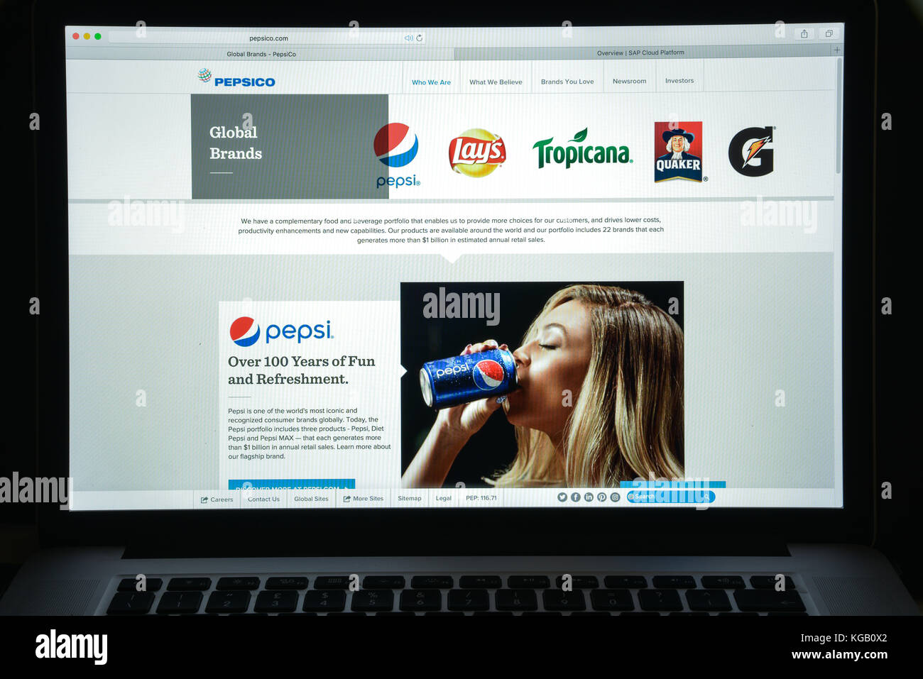 Milan, Italy - August 10, 2017: Pepsi co website homepage. It is an ...