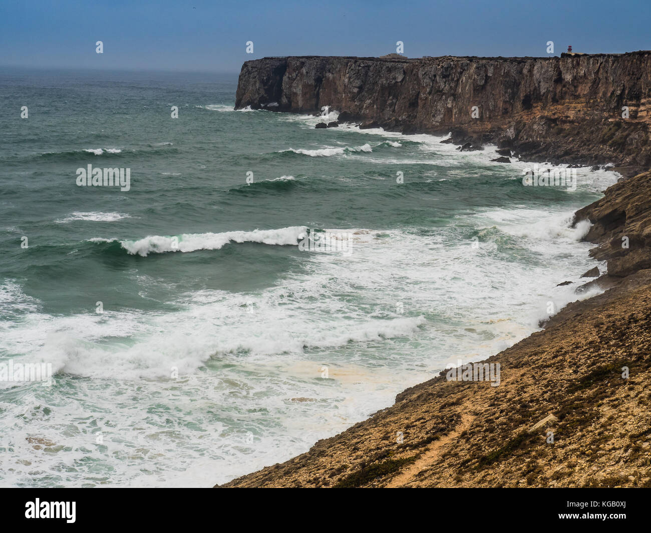 Stormy Atlantic at the most southwestern cape of Europe. Southwest ...