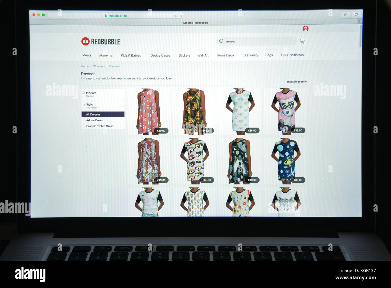 Milan, Italy - August 10, 2017: Redbubble website homepage. It is a ...