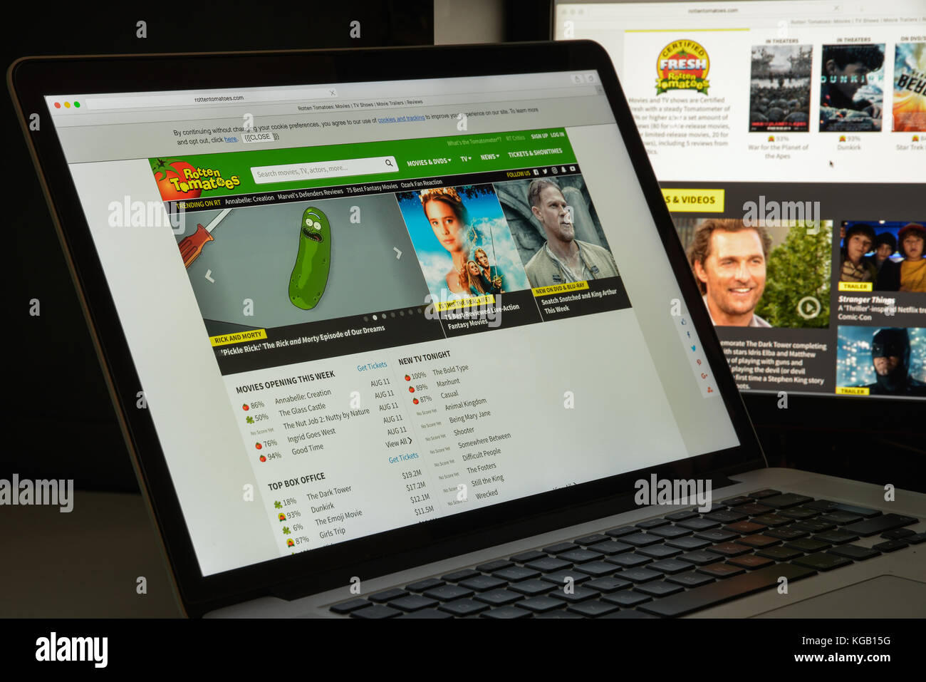 Milan, Italy - August 10, 2017: Rotten tomatoes website homepage. It is ...