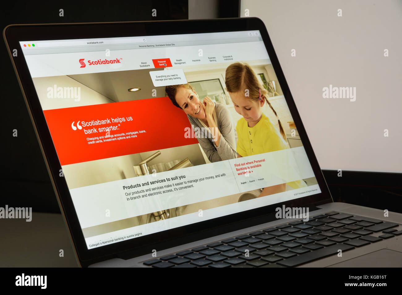 Milan, Italy - August 10, 2017: Scotiabank bank website homepage. It is ...
