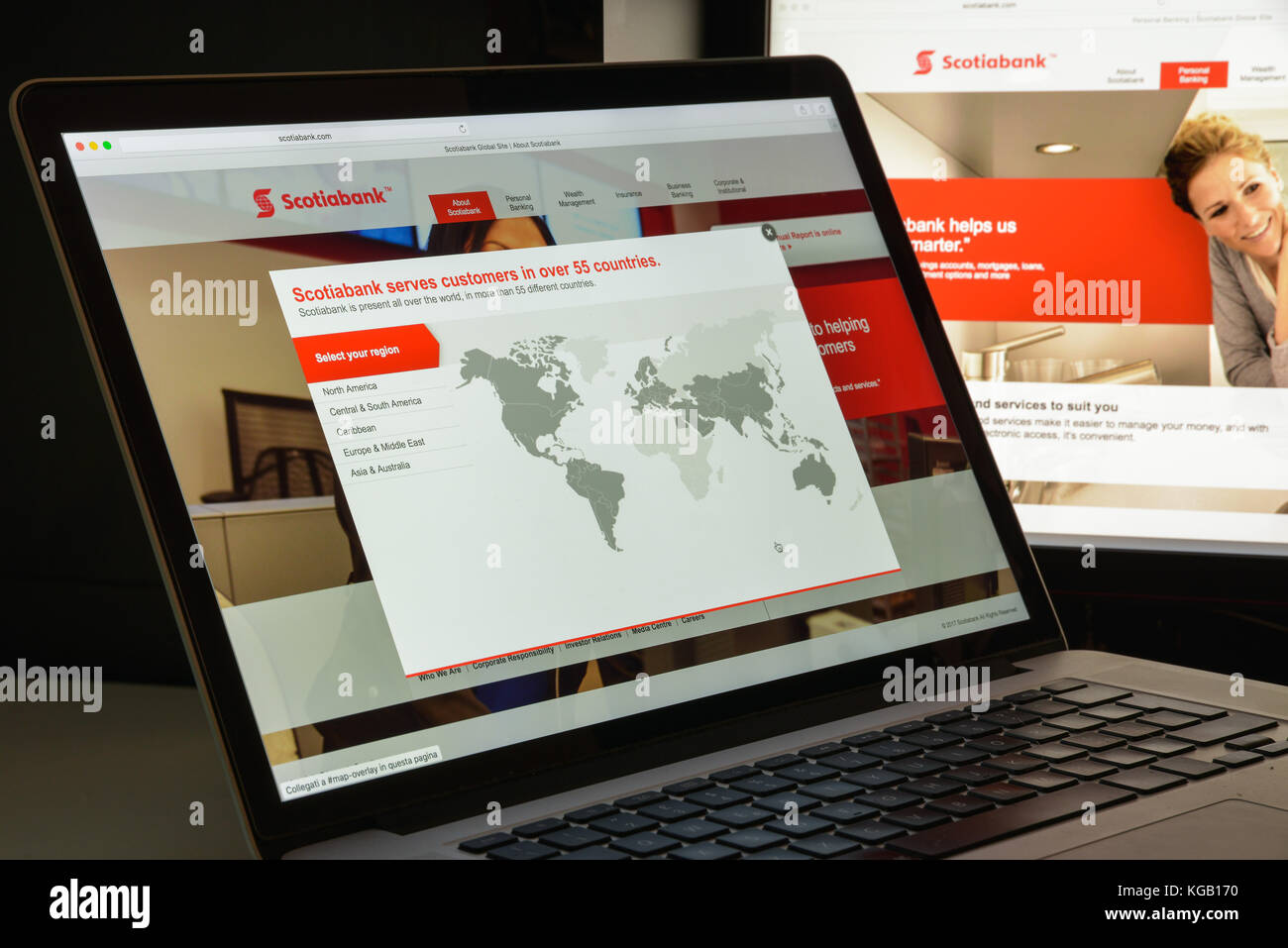 Milan, Italy - August 10, 2017: Scotiabank bank website homepage. It is ...