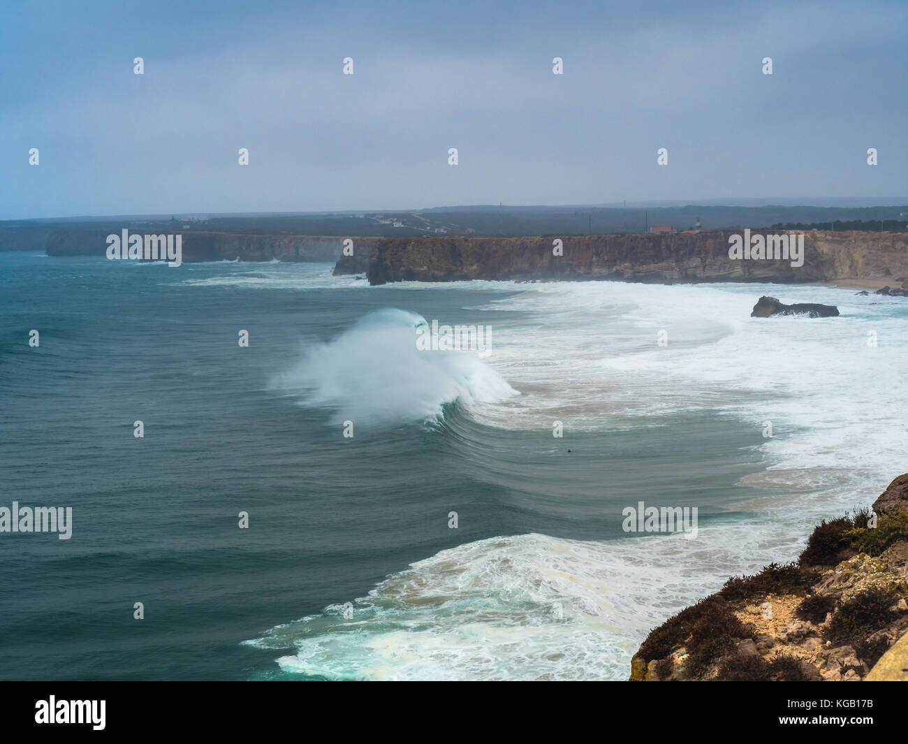 Stormy Atlantic at the most southwestern cape of Europe. Southwest ...