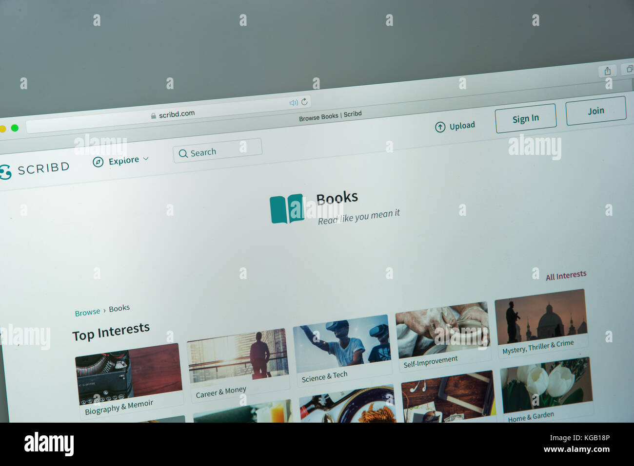 Milan, Italy - August 10, 2017: Scribd website homepage. It is a ...