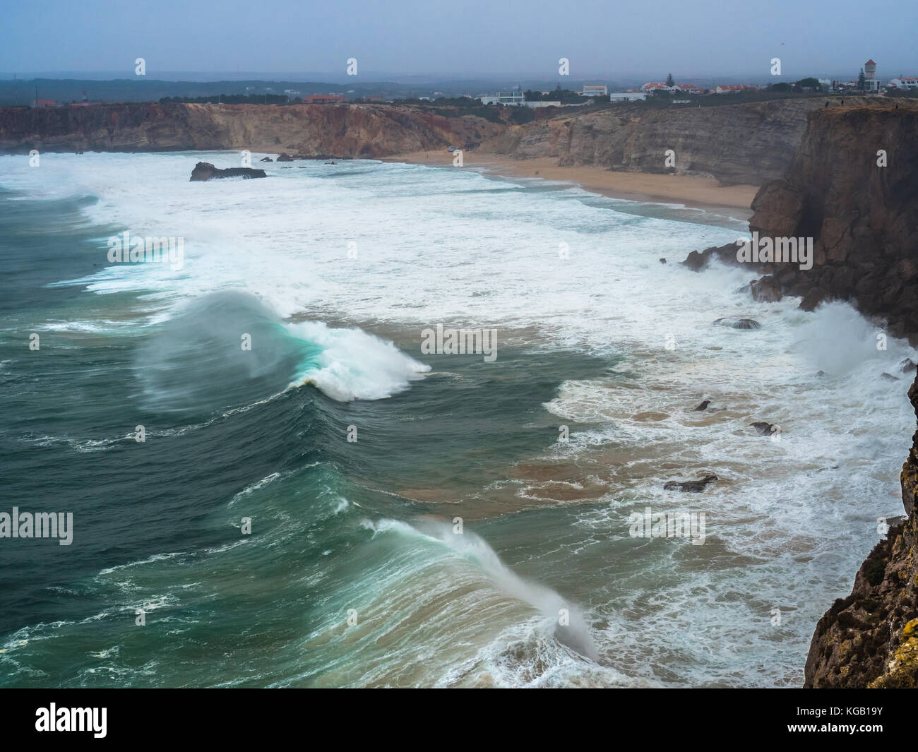 Stormy Atlantic at the most southwestern cape of Europe. Southwest ...