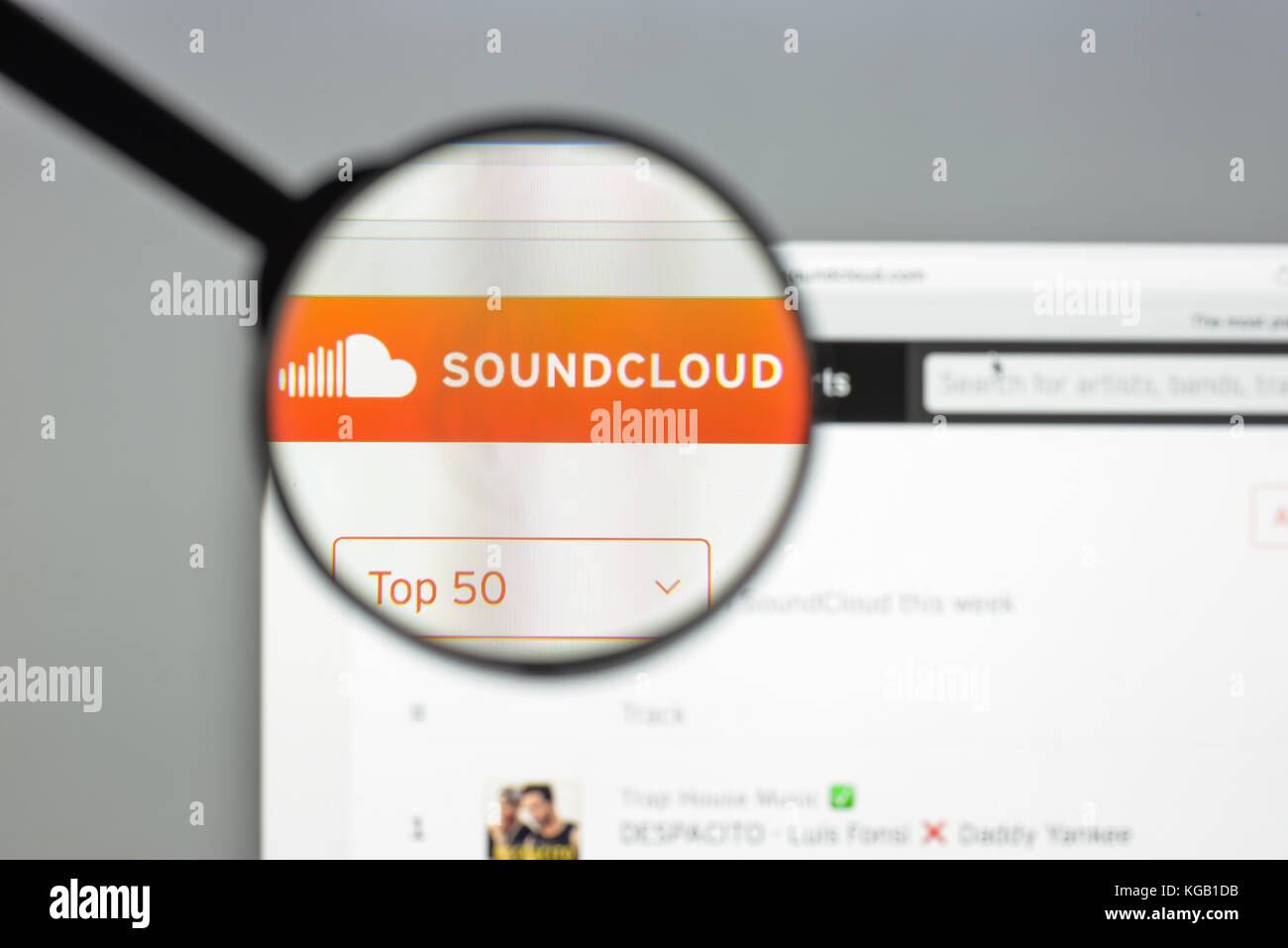 Milan, Italy - August 10, 2017: Sound cloud homepage. It is an audio ...