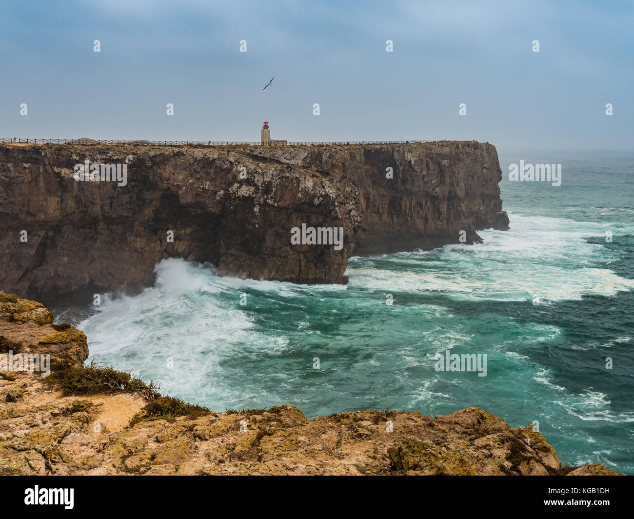 Stormy Atlantic at the most southwestern cape of Europe. Southwest ...
