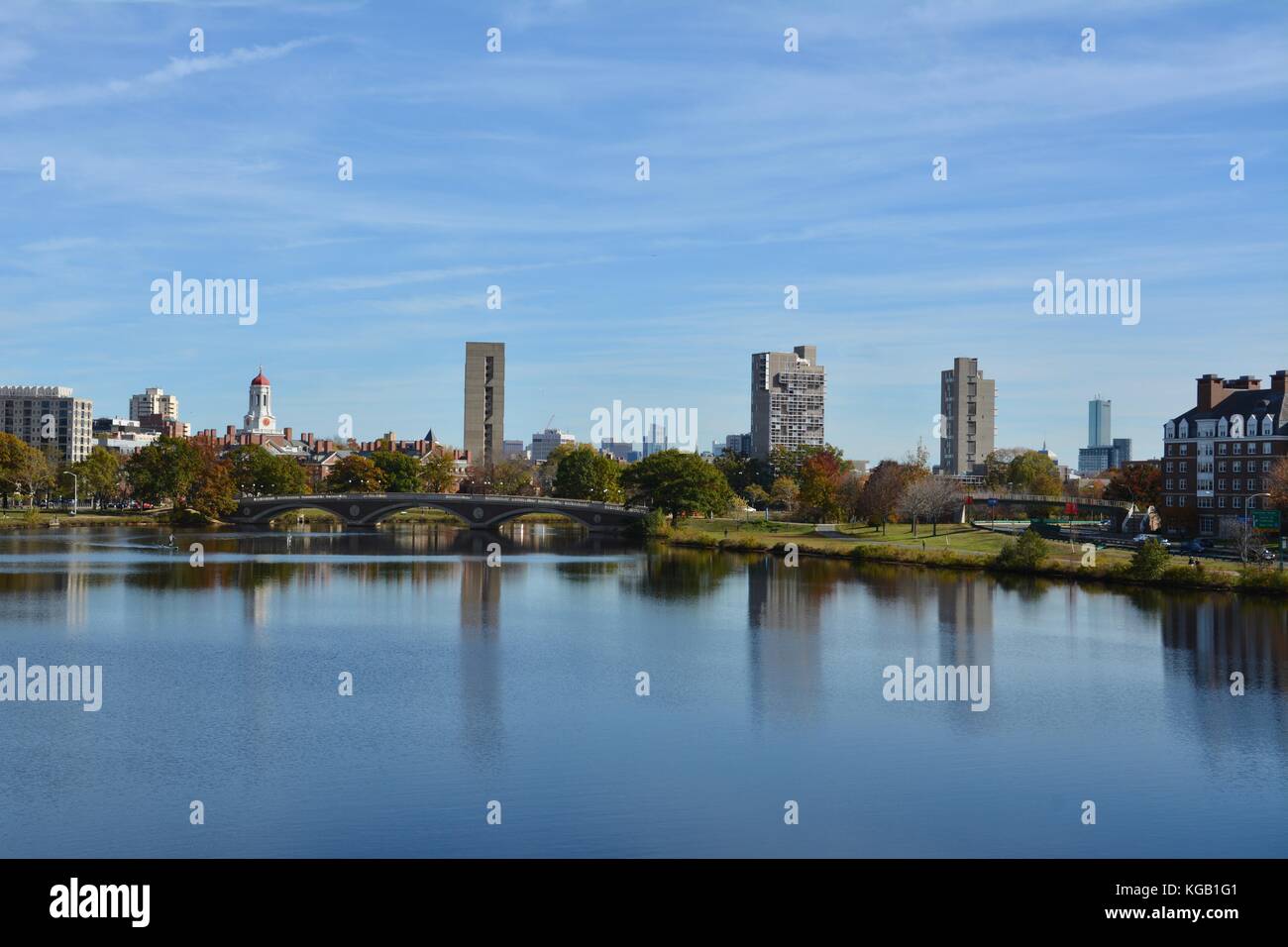 Harvard University along the Charles River between Boston and Cambridge ...