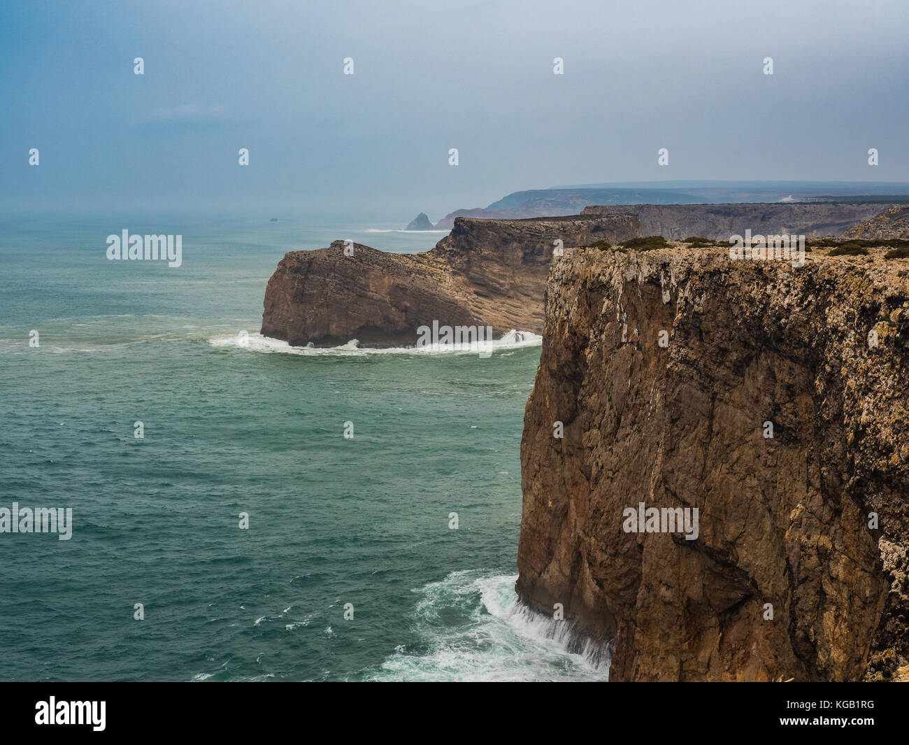 Stormy Atlantic at the most southwestern cape of Europe. Southwest ...
