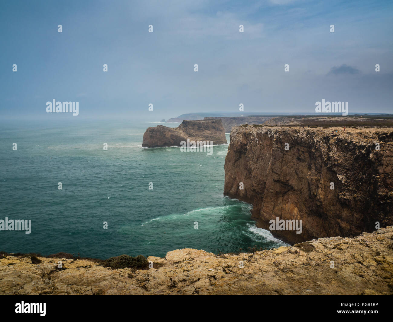 Stormy Atlantic at the most southwestern cape of Europe. Southwest ...