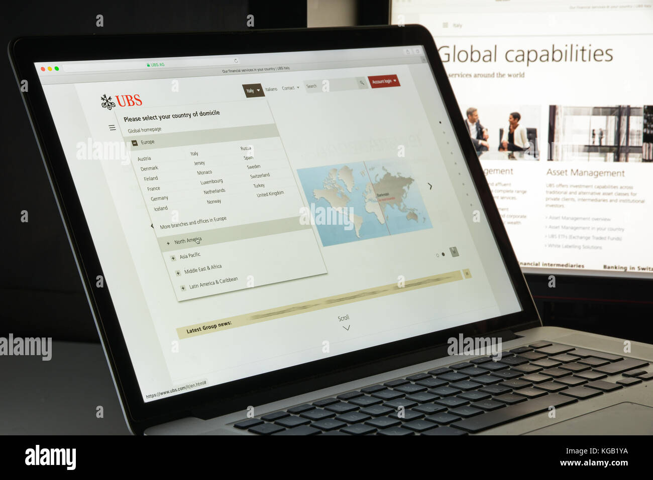 Milan, Italy - August 10, 2017: UBS bank website homepage. It is a ...