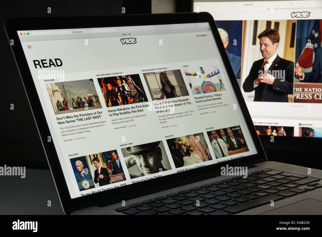 Milan, Italy - August 10, 2017: Vice.com website homepage. It is a ...