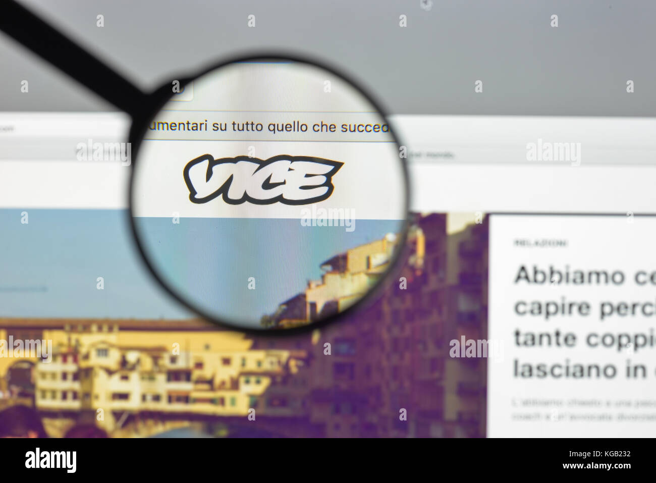 Milan, Italy - August 10, 2017: Vice.com website homepage. It is a ...