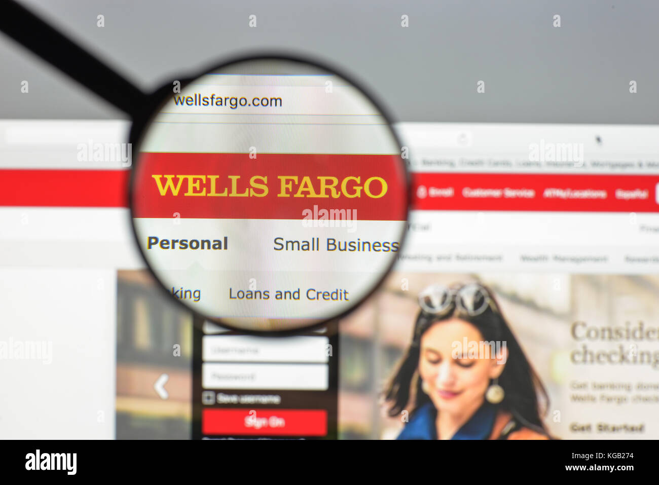 Milan, Italy - August 10, 2017: Wells Fargo website homepage. It is an ...