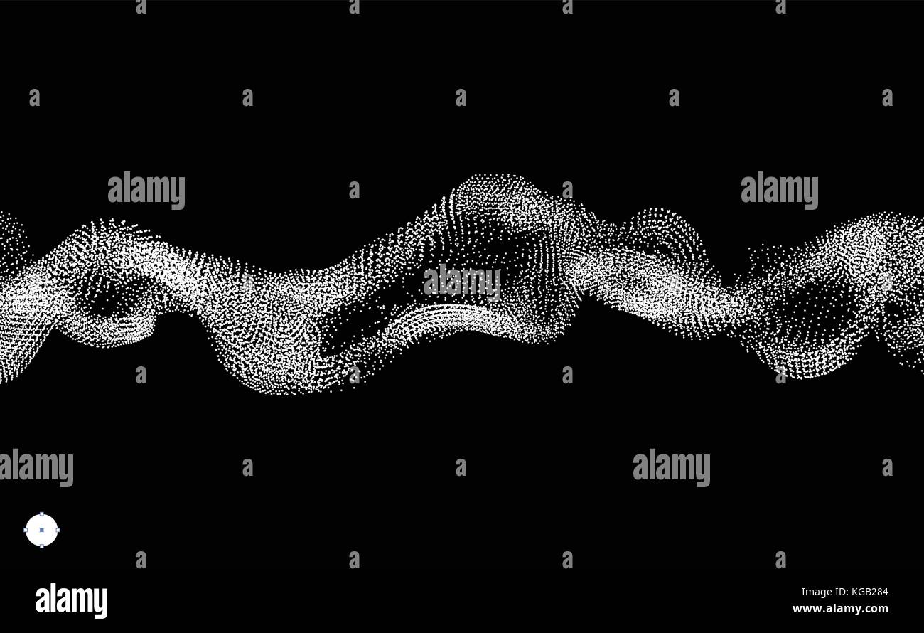 Array with Dynamic Particles. Wavy Background. Composition with Motion Effect. Abstract Vector ...