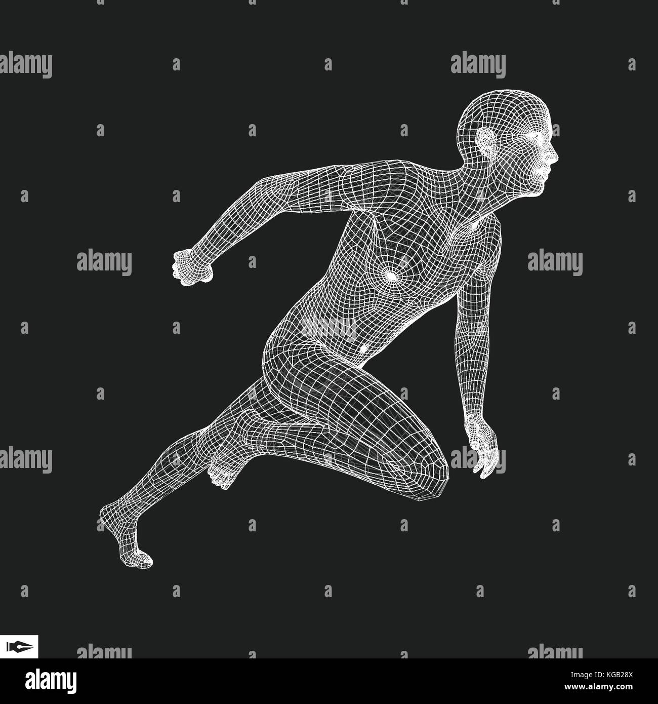 Running Man. Polygonal Design. 3D Model of Man. Geometric Design ...