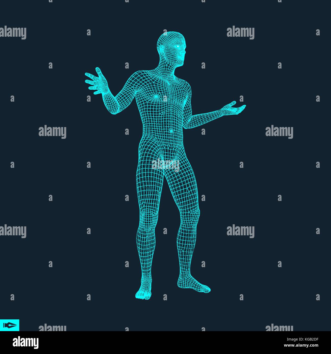 3D Model of Man. Polygonal Design. Geometric Design. Business, Science ...