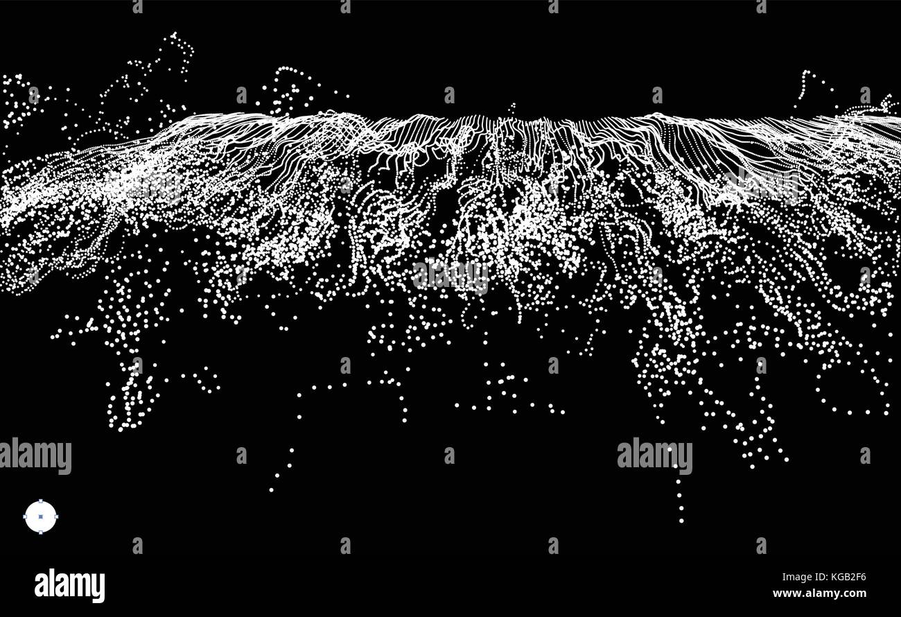 Array with Dynamic Emitted Particles. Water Splash Imitation. Abstract Background. Vector ...