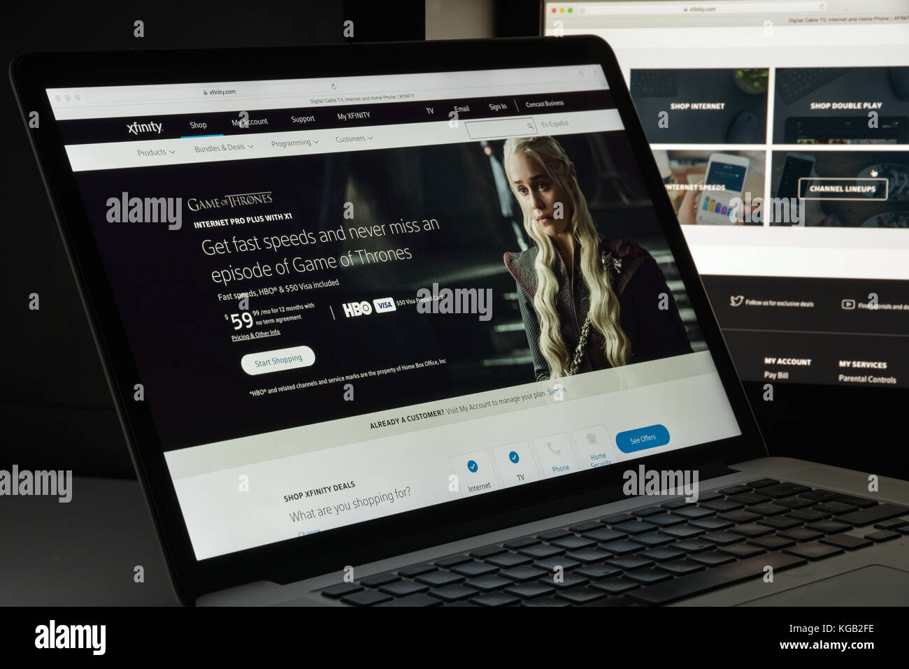 Milan, Italy - August 10, 2017: Xfinity website homepage. It is a brand ...