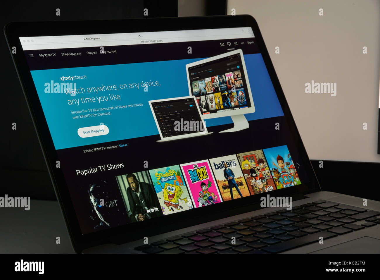 Milan, Italy - August 10, 2017: Xfinity website homepage. It is a brand ...