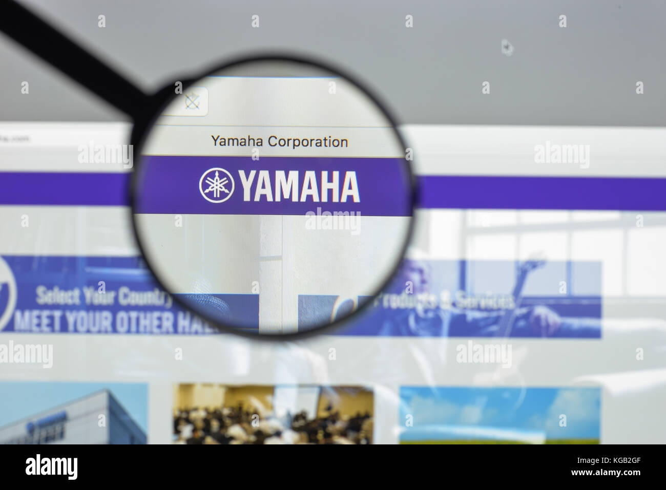 Milan, Italy - August 10, 2017: Yamaha website homepage. Yamaha logo ...