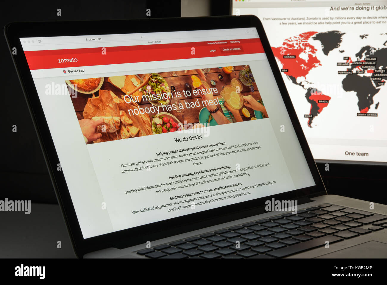 Milan, Italy - August 10, 2017: Zomato website homepage. It is a ...