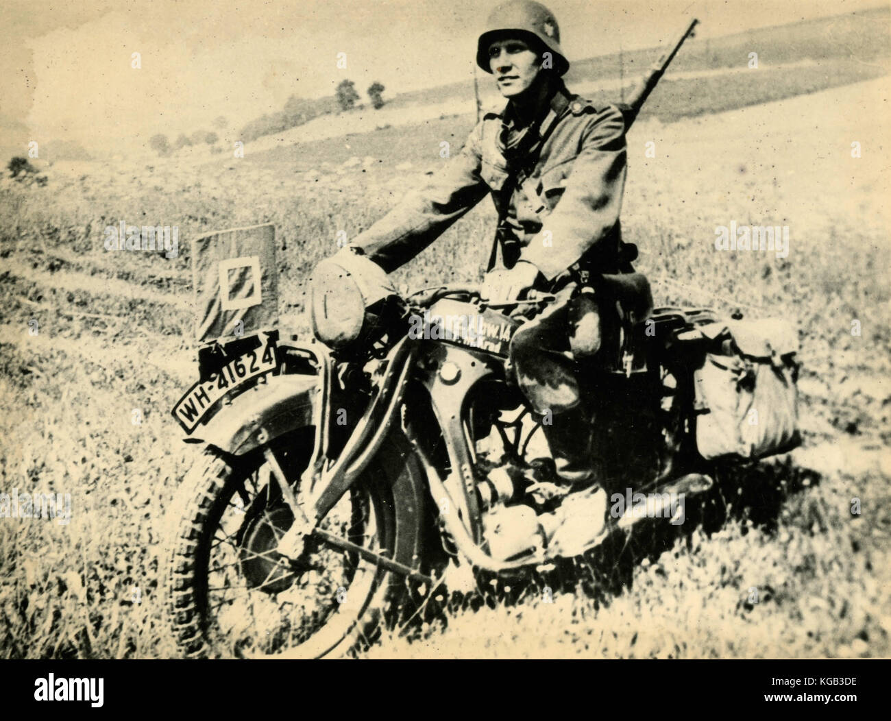 German soldier of the II World War driving a motorbike Stock Photo - Alamy