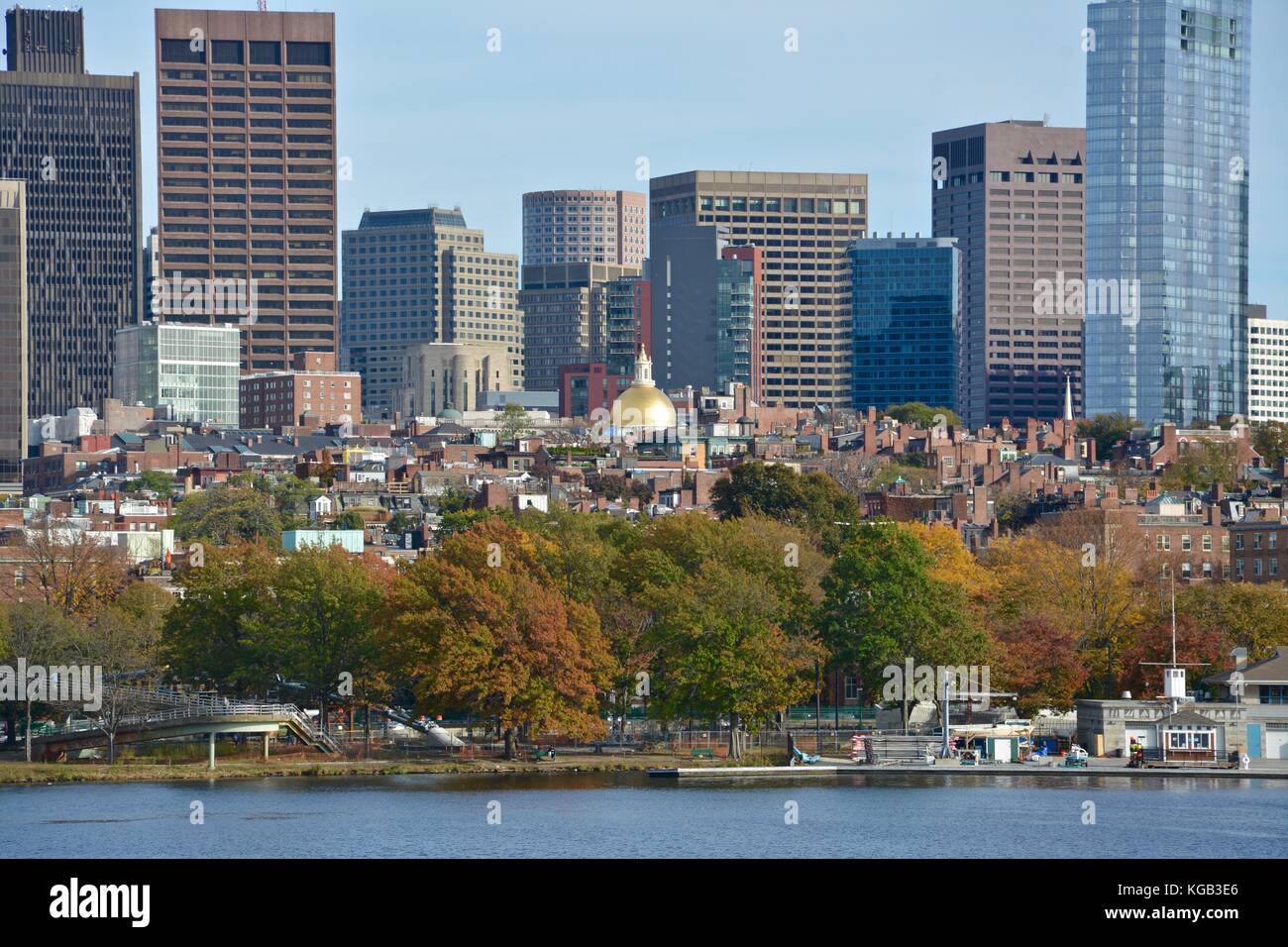 The Boston skyline seen from the Longfellow Bridge and Kendal Square ...