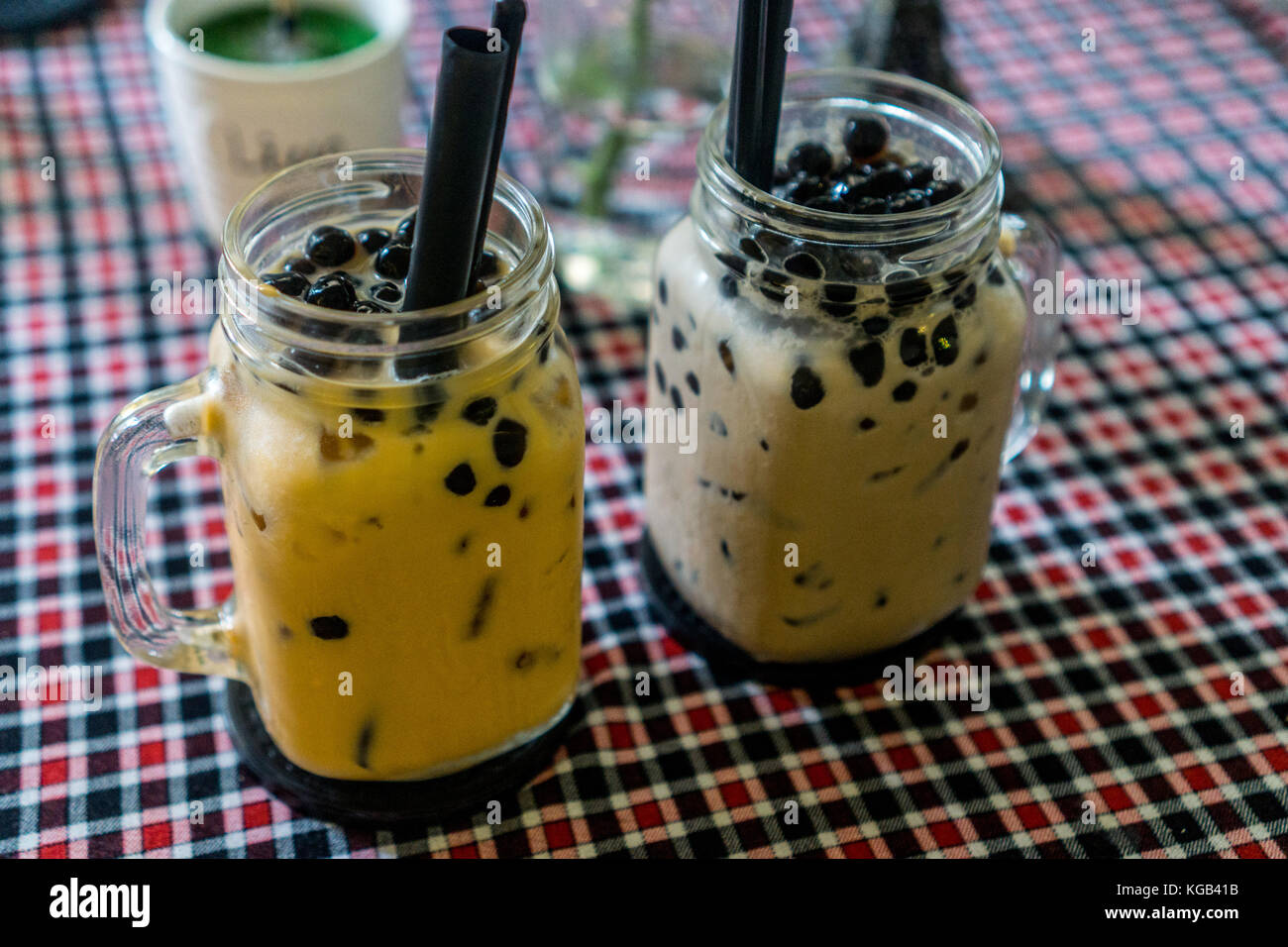 Enjoying bubble tea Stock Photo - Alamy