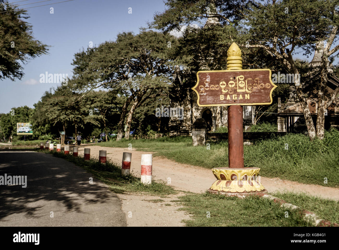 Bagan, Myanmar Pagodas (Temples) - city sign post Stock Photo - Alamy