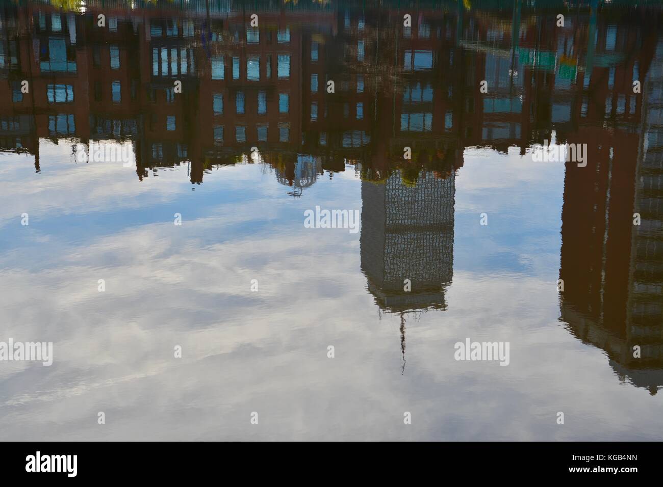 Reflection of the Boston Back Bay skyline in Autumn seen from the ...
