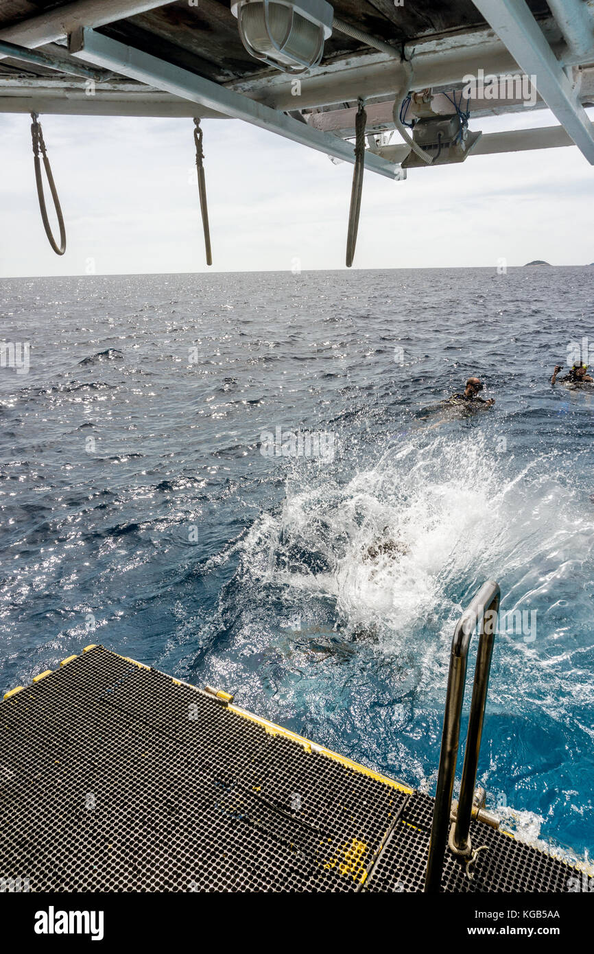 Scuba diver jumping in the water hi-res stock photography and images ...