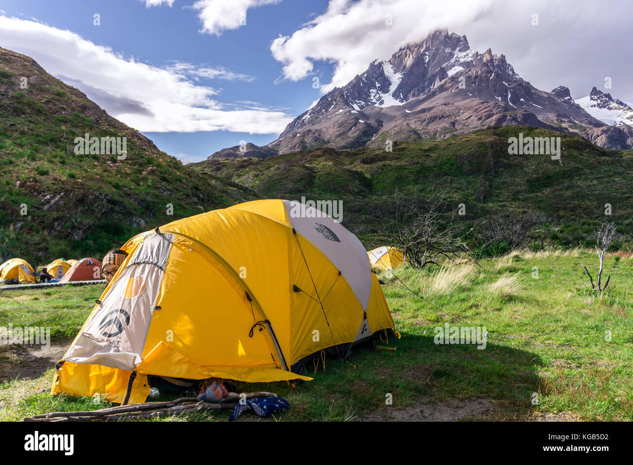 Paine Grande campsite Stock Photo - Alamy