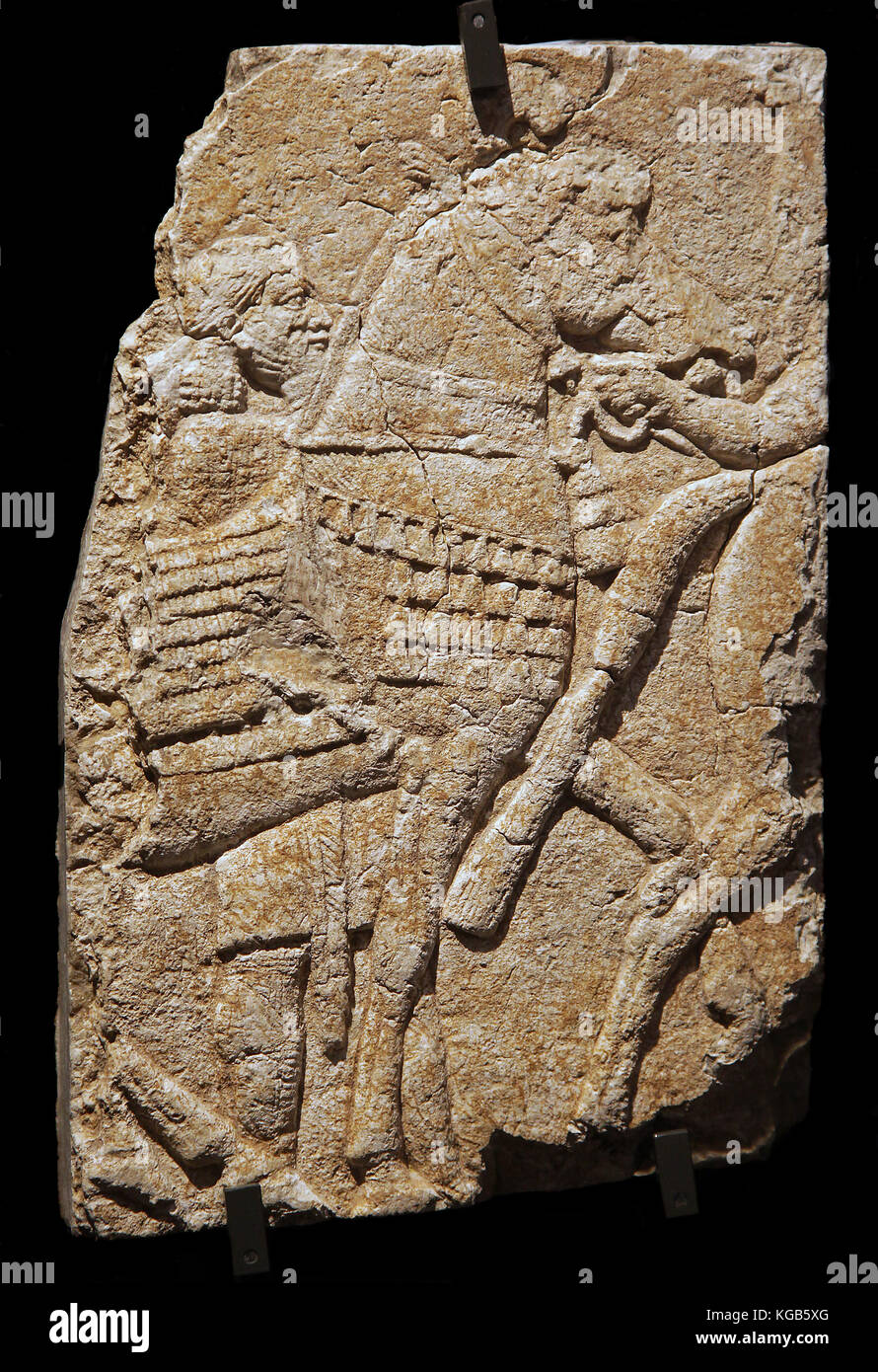 Nineveh.Limestone relief showing soldiers and horse.7th century BC ...