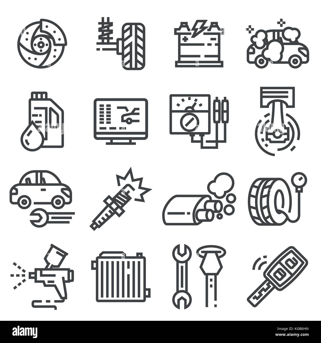 Vector car service and garage isolated icons set Stock Vector Image ...