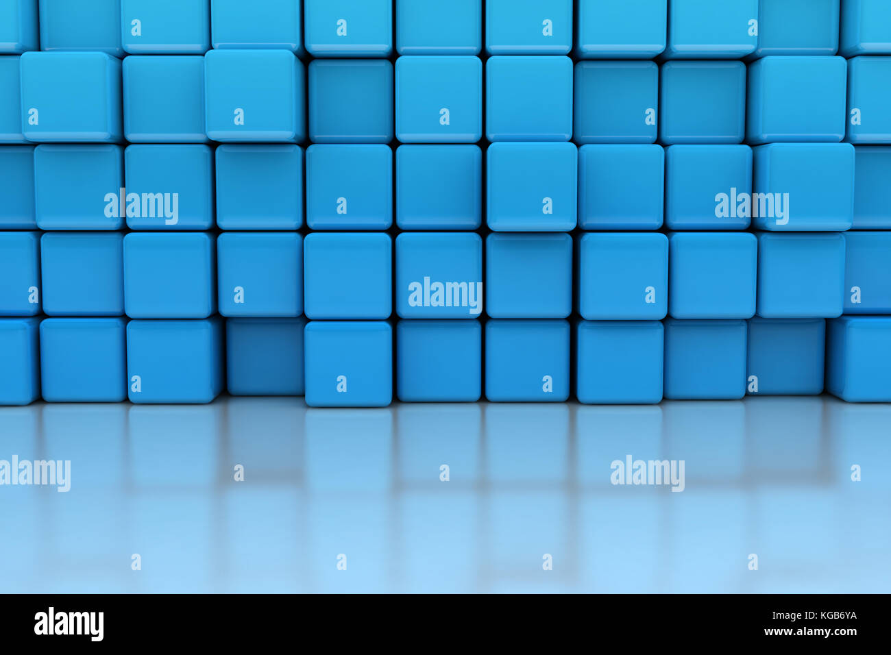 Blue cubes wall 3d illustration Stock Photo - Alamy