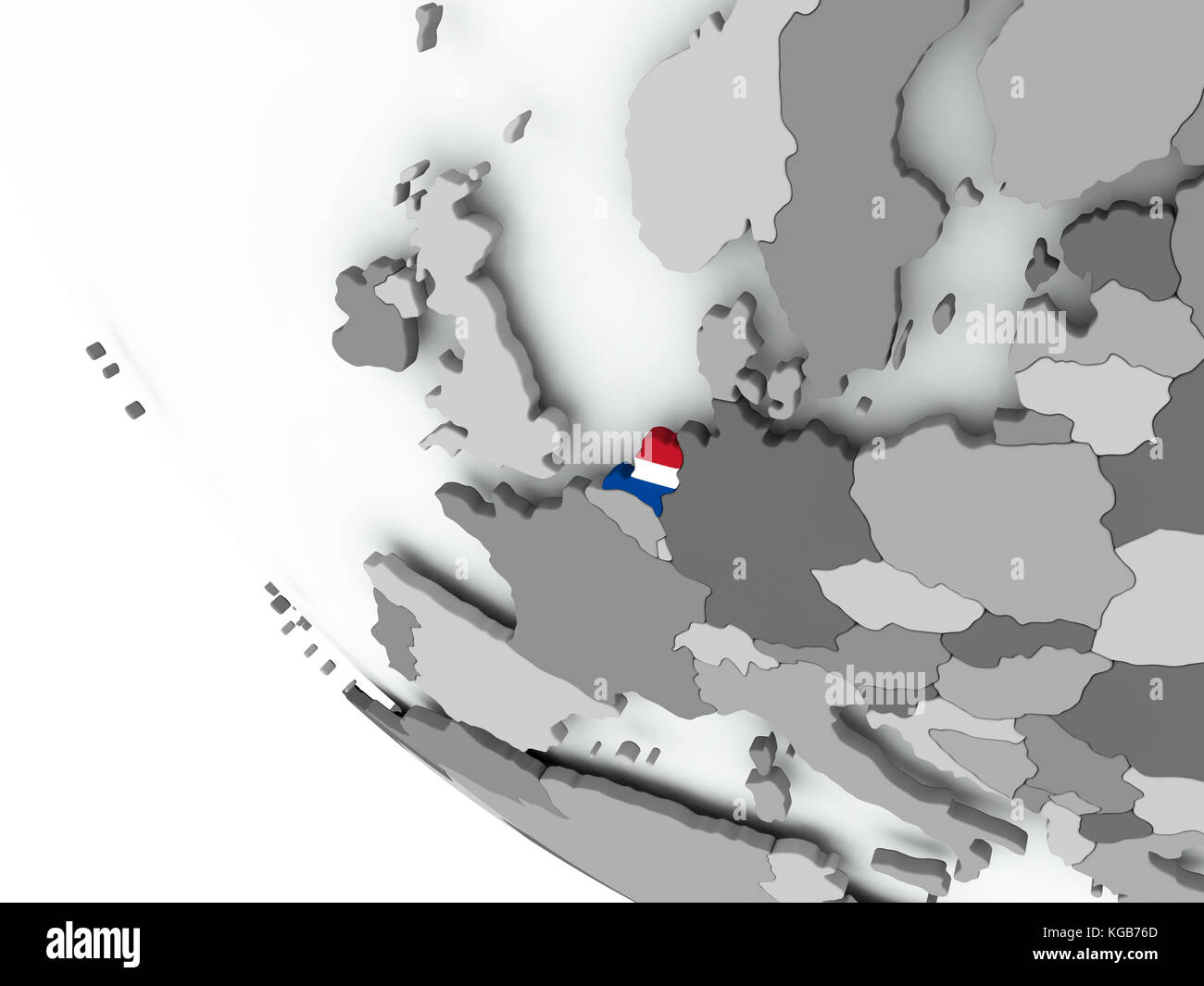 Netherlands on political globe with embedded flags. 3D illustration ...