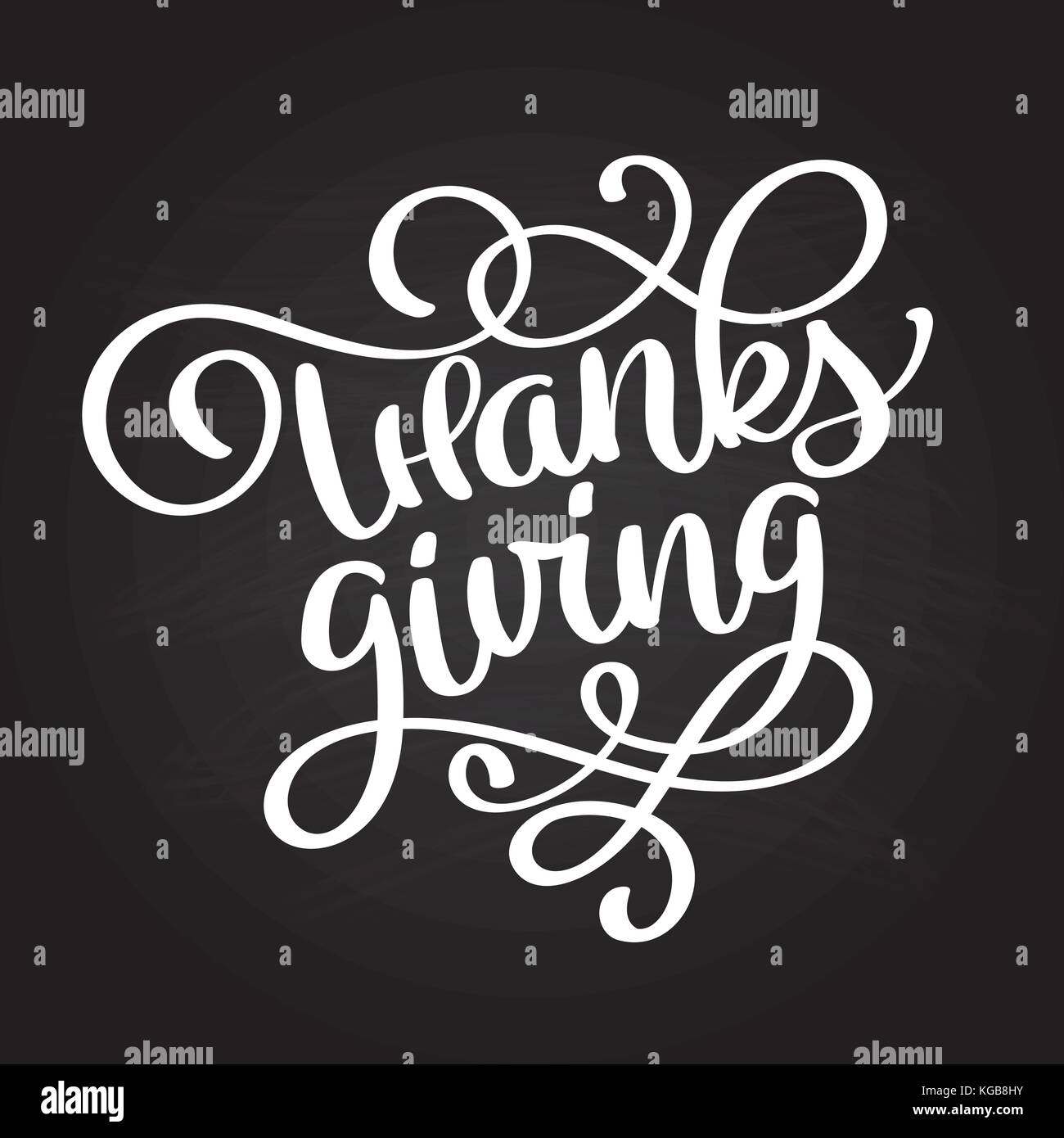 Hand written Happy Thanksgiving calligraphy lettering text on dark ...