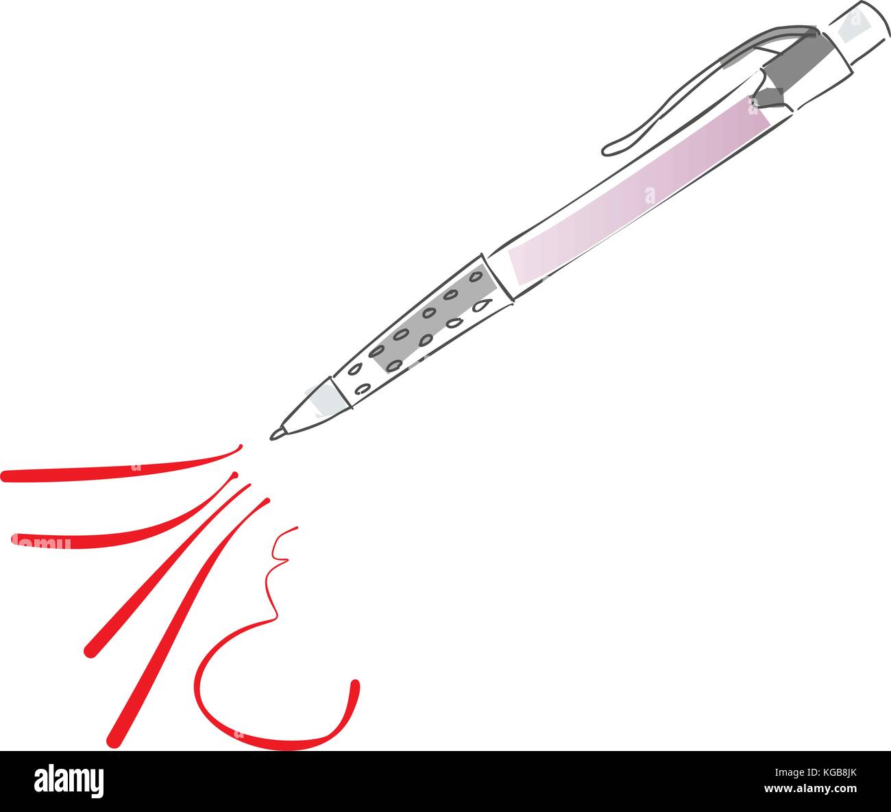 hand drawn sketch doodles pen with red lines. Vector illustration Stock ...