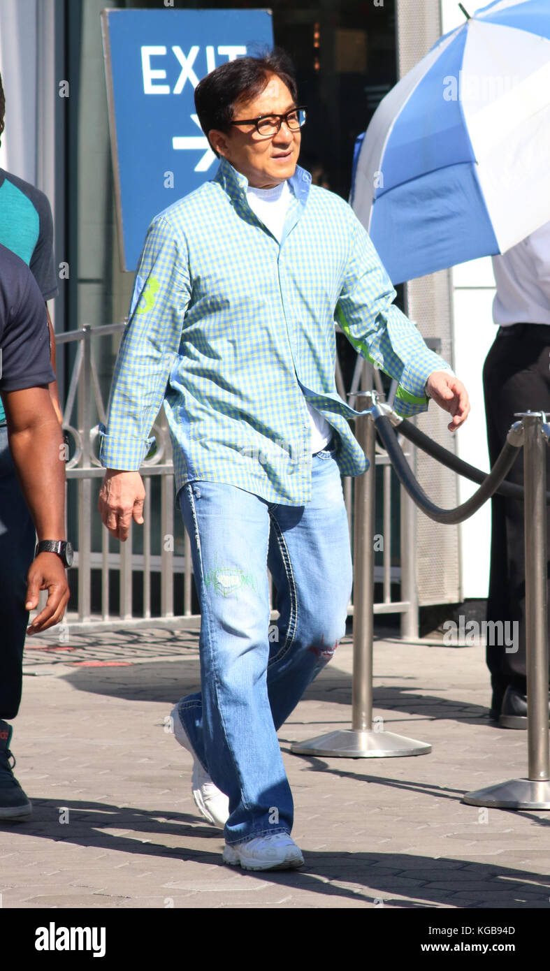 Jackie Chan makes an appearance on entertainment news show 'Extra' at ...