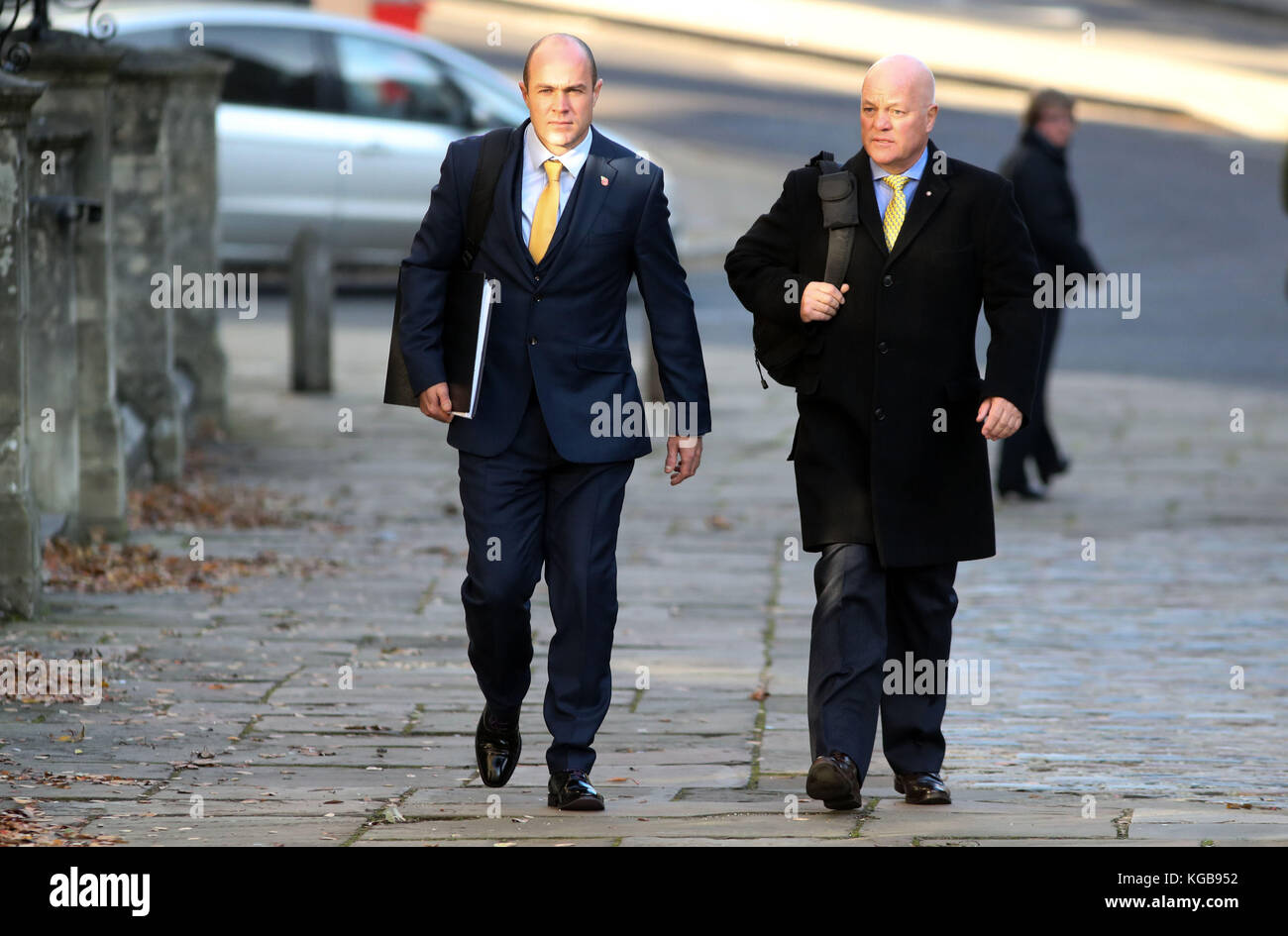 Army sergeant Emile Cilliers (left) arrives at Winchester Crown court ...