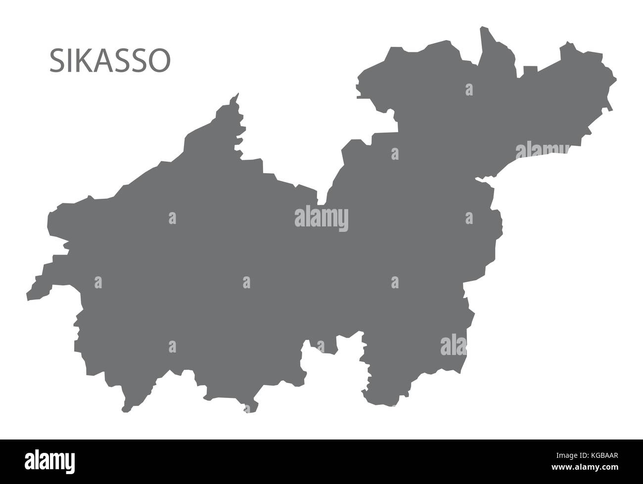 Sikasso region map of Mali grey illustration silhouette shape Stock ...