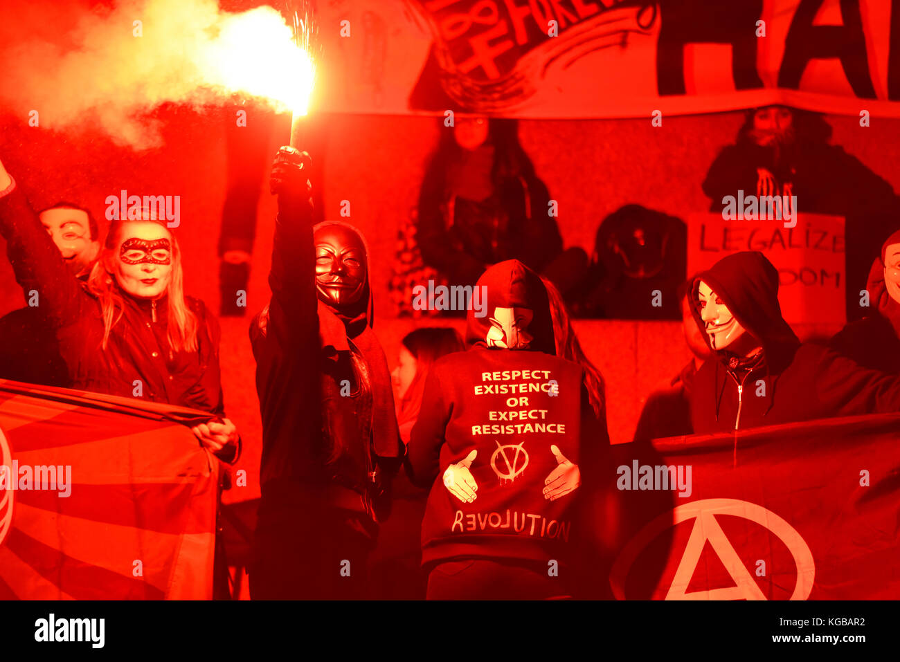 Flare ignited at Million Mask March Anonymous for the Voiceless protest ...