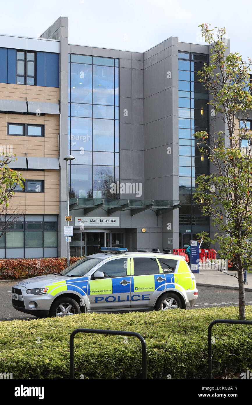 A police vehicle outside the main entrance to Edinburgh College's ...