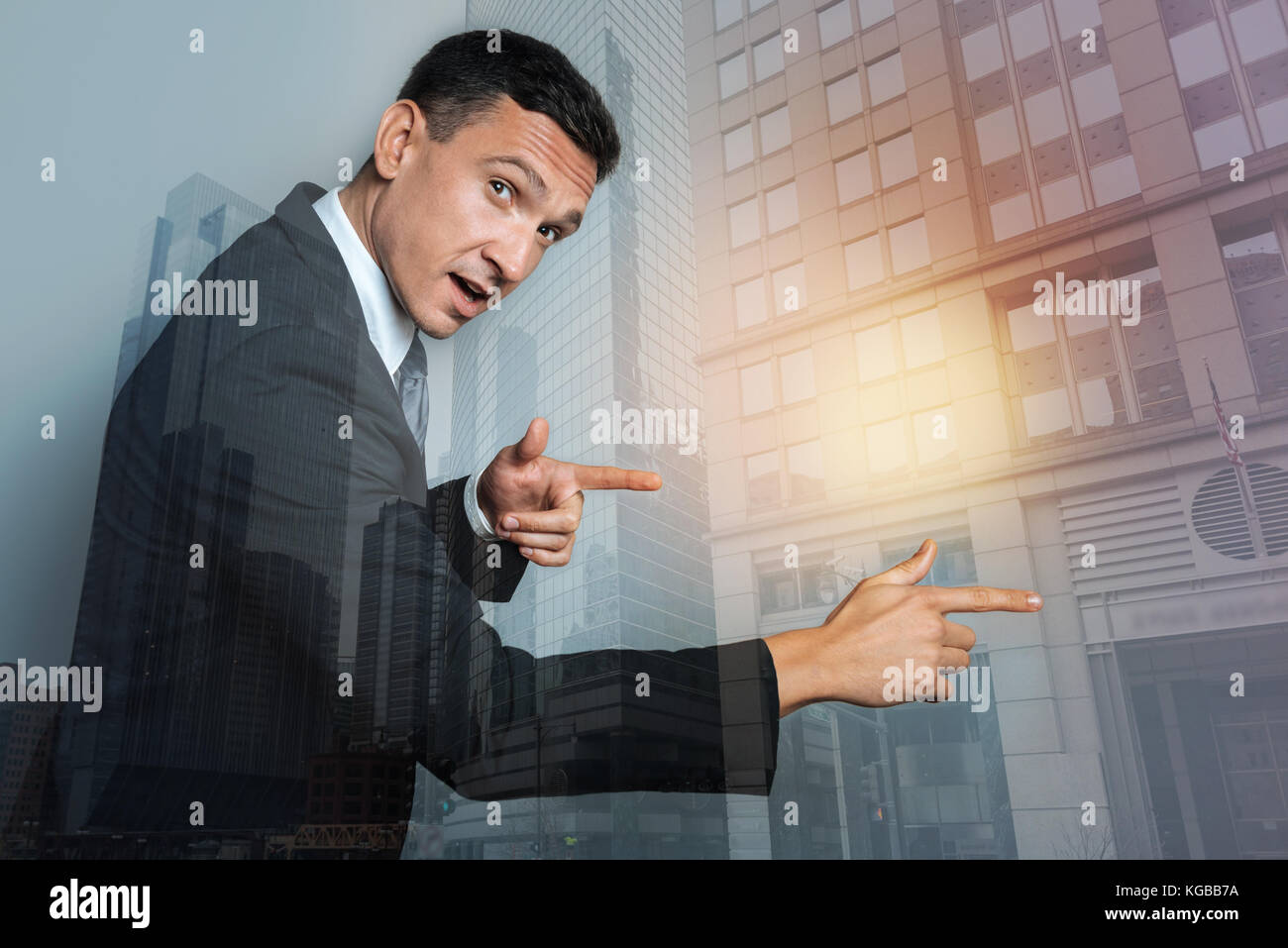 Delighted nice man looking at you Stock Photo - Alamy