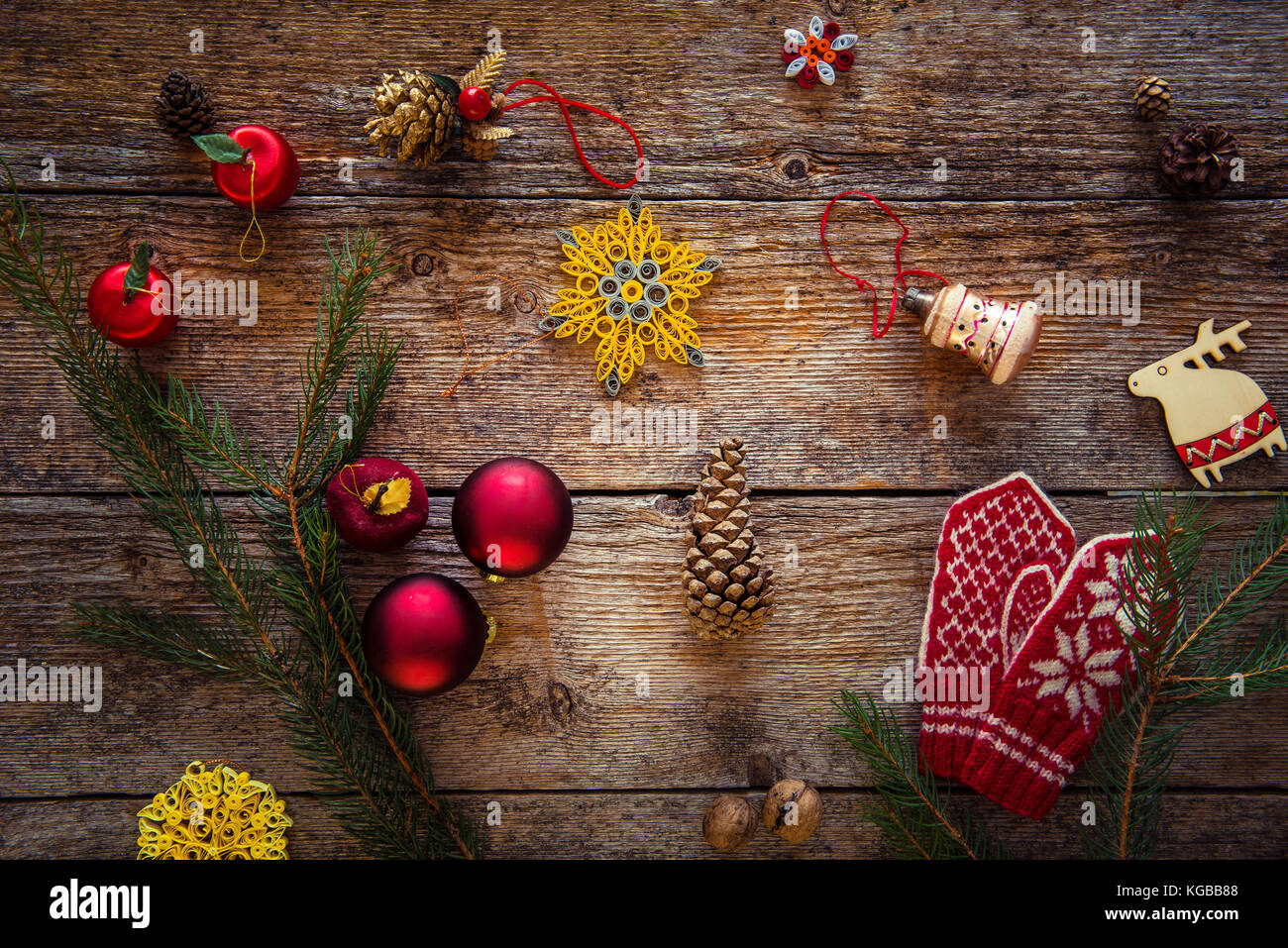 Collection of Christmas objects, ornaments, gifts and presents ...
