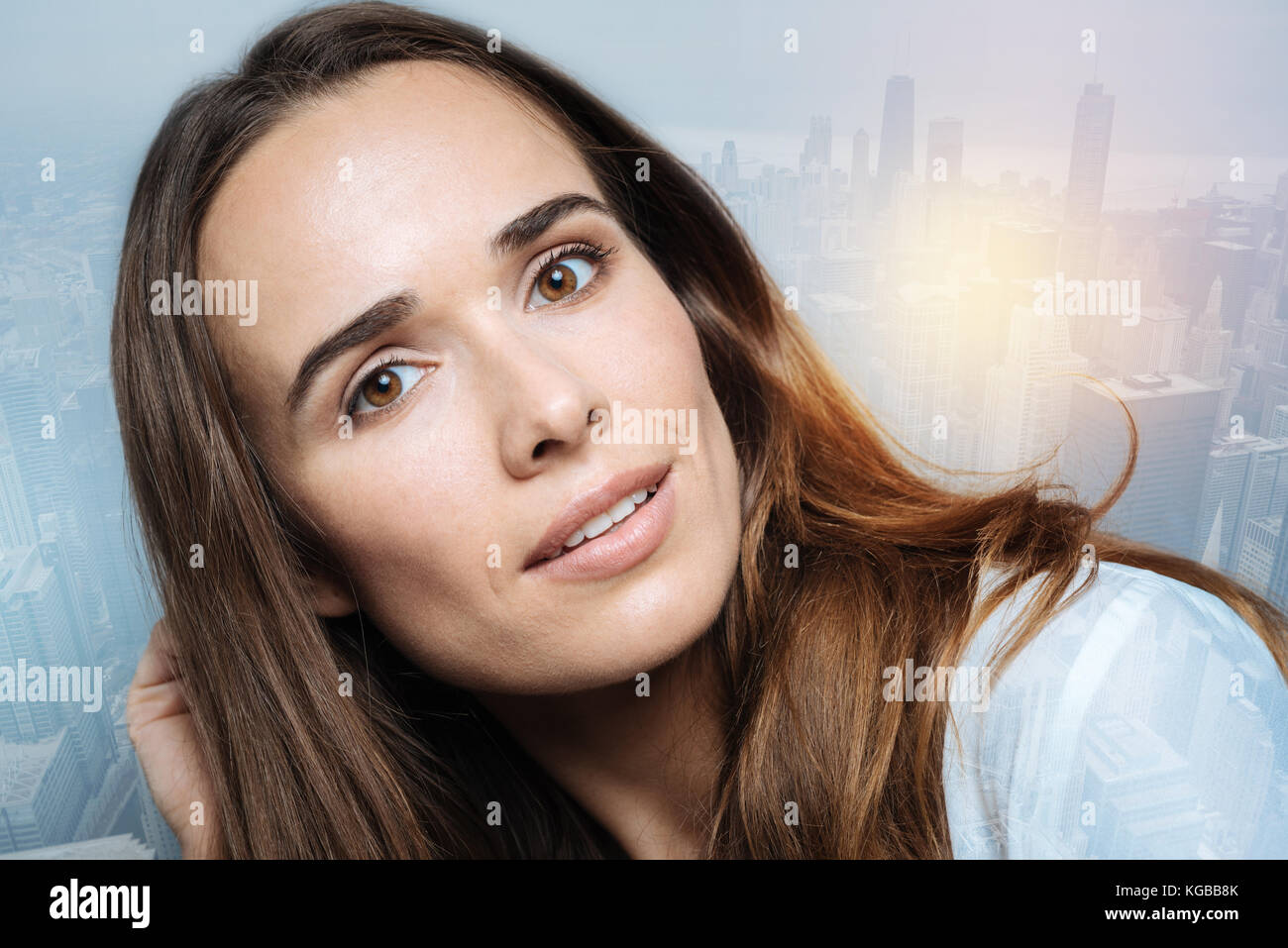 Positive cheerful woman smiling Stock Photo - Alamy