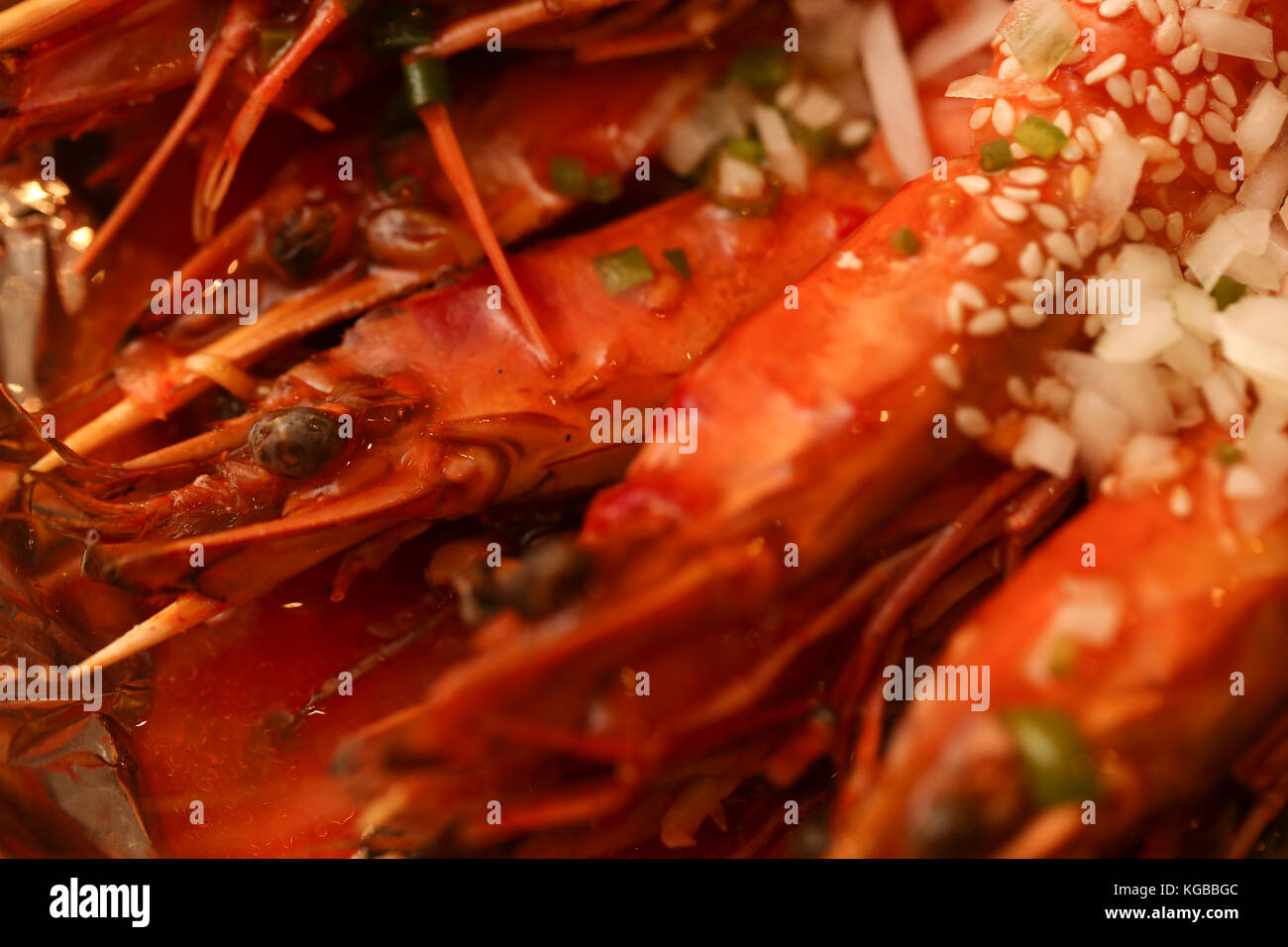 Big king fried prawns. Close-up photo. Macro photography. Food concept ...