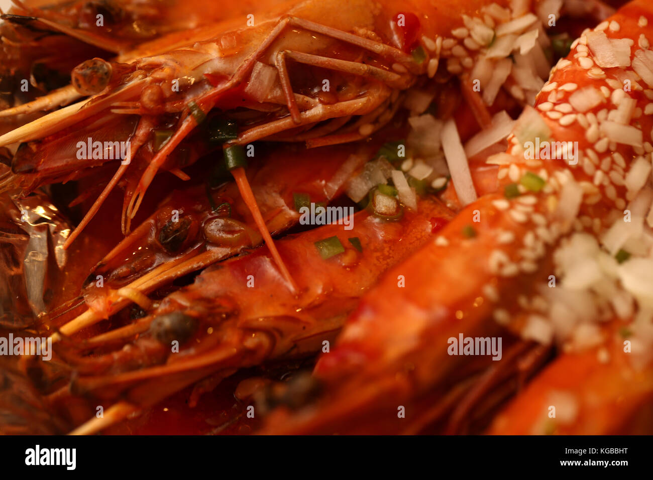 Big king fried prawns. Close-up photo. Macro photography. Food concept ...
